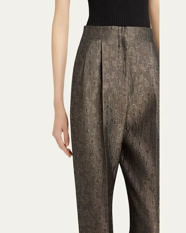 Giorgio Armani Geo Silk Jacquard Tapered-leg Trousers