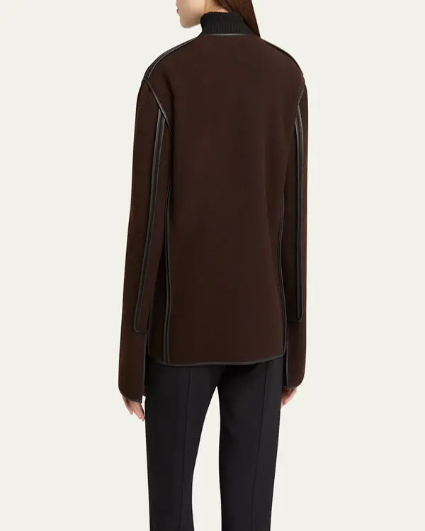 Giorgio Armani Leather Piping Cashmere Fleece Short Coat