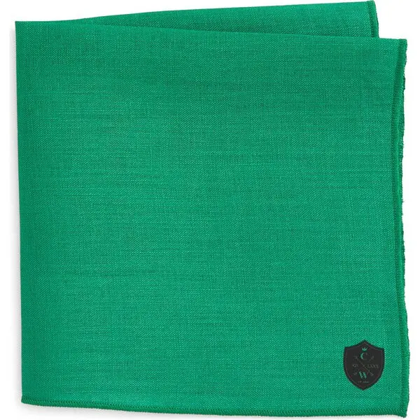 CLIFTON WILSON Kelly Slub Linen Pocket Square - Green