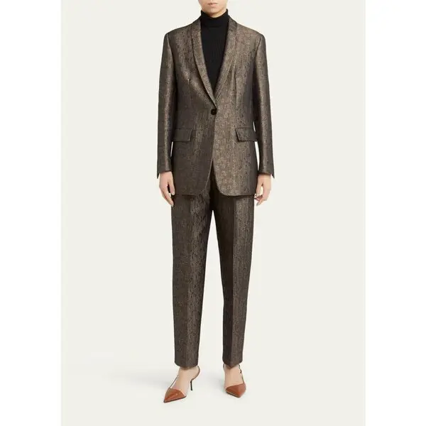 Giorgio Armani Geometric Silk Jacquard Single-breasted Blazer - Black