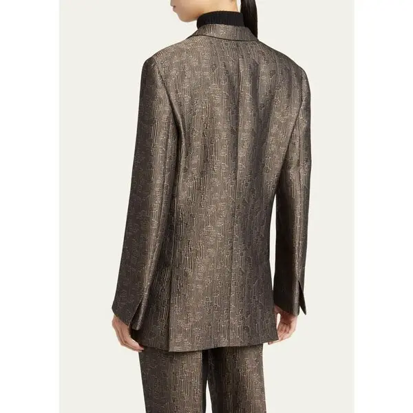Giorgio Armani Geometric Silk Jacquard Single-breasted Blazer - Black