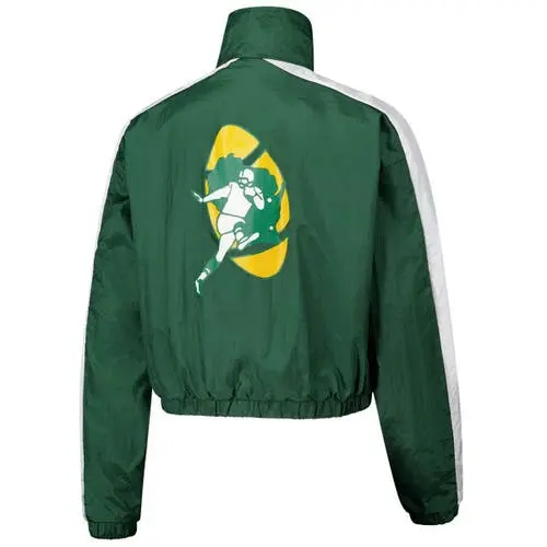 Mitchell & Ness Bay Packers Nylon Cropped Full-zip Jacket
