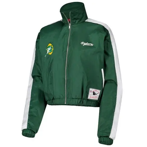 Mitchell & Ness Bay Packers Nylon Cropped Full-zip Jacket