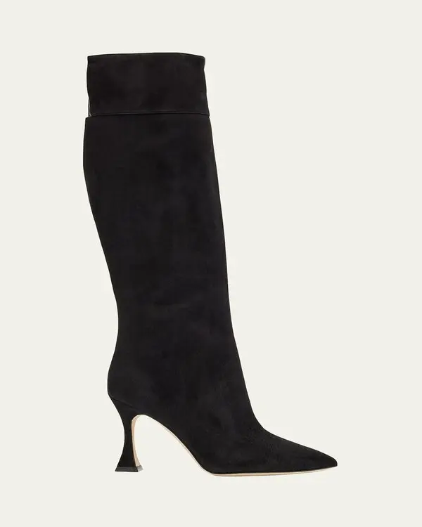 Manolo Blahnik Miralonepla Suede Knee Boots