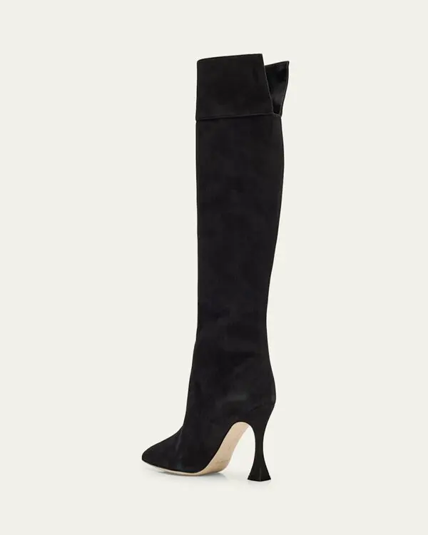 Manolo Blahnik Miralonepla Suede Knee Boots