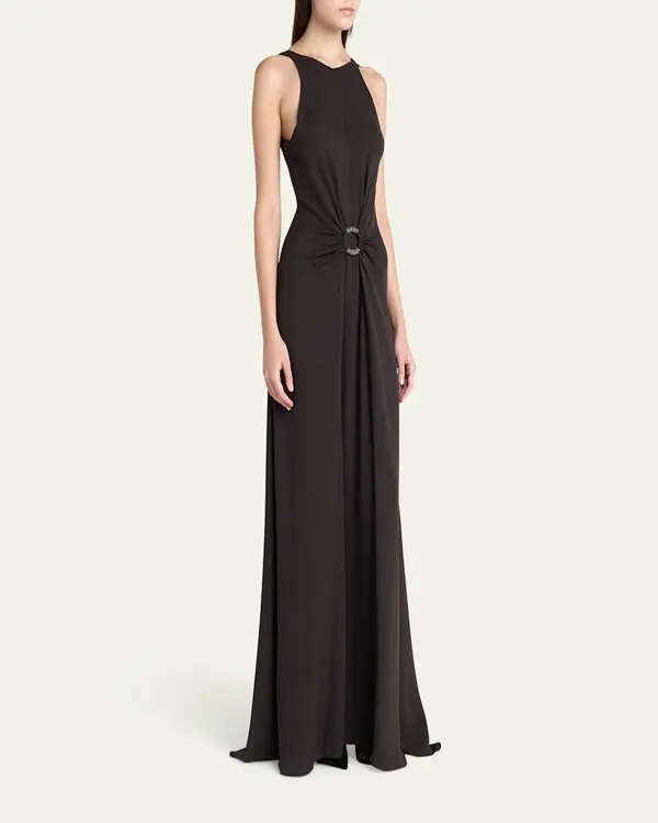 Giorgio Armani Beaded-ring Silk Georgette Backless Gown