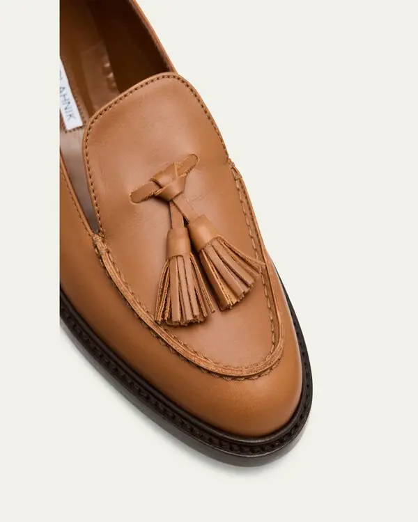 Manolo Blahnik Bucky Leather Loafers