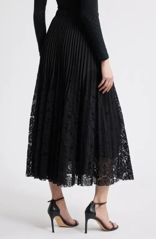 NIKKI LUND Madaleine Pleated Lace Skirt - Black