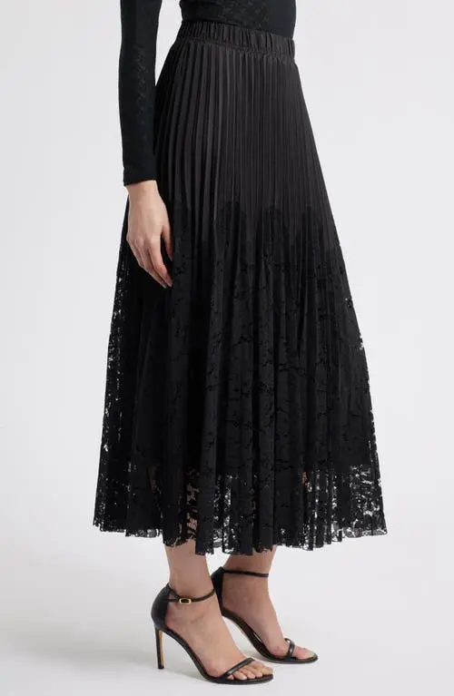 NIKKI LUND Madaleine Pleated Lace Skirt - Black