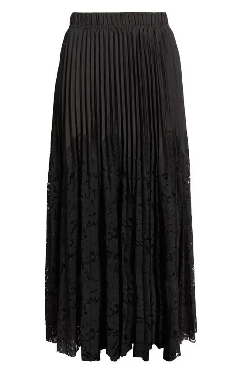 NIKKI LUND Madaleine Pleated Lace Skirt - Black