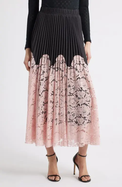 NIKKI LUND Madaleine Pleated Lace Skirt - Pink