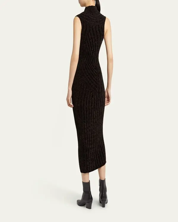 Giorgio Armani Ribbed Chenille Sleeveless Midi Dress