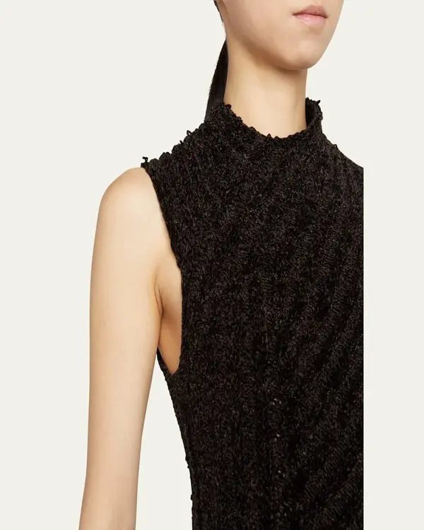 Giorgio Armani Ribbed Chenille Sleeveless Midi Dress