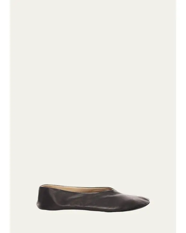 THE ROW Stella Lambskin Ballerina Slippers - Espresso