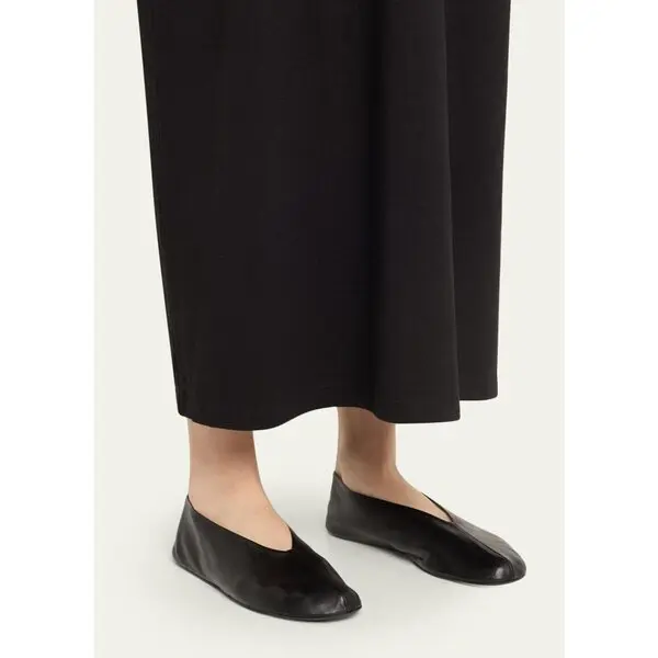 THE ROW Stella Lambskin Ballerina Slippers - Black