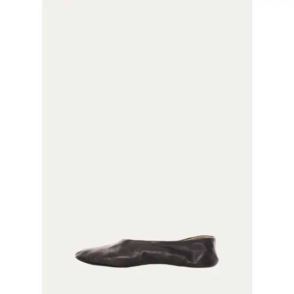 THE ROW Stella Lambskin Ballerina Slippers - Black