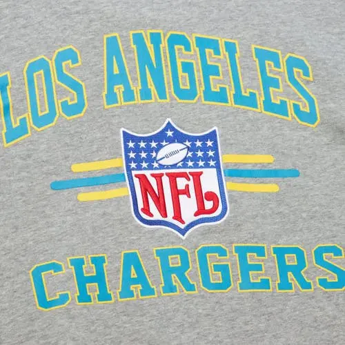 Mitchell & Ness Los Angeles Chargers All Over Vintage Logo Crewneck Sweatshirt - Heather Gray