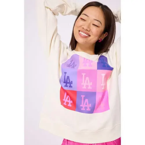 Terez Los Angeles Dodgers Oversized Pullover Sweatshirt