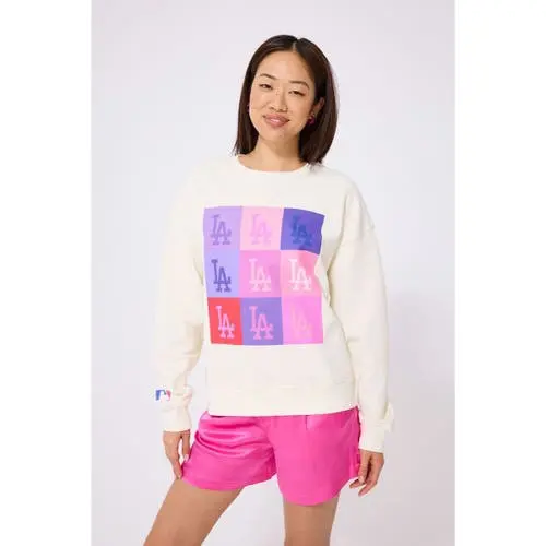 Terez Los Angeles Dodgers Oversized Pullover Sweatshirt