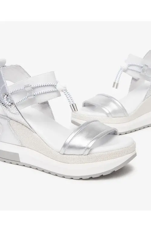 NEROGIARDINI Platform Wedge Sandals - Silver