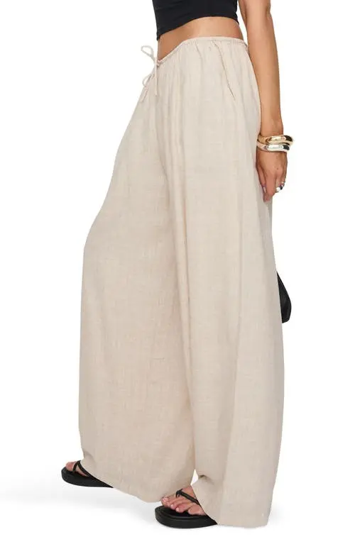 Princess Polly Wide Leg Linen & Cotton Drawstring Pants