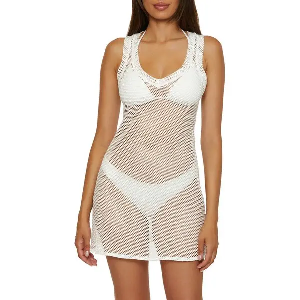 BCA BY REBECCA VIRTUE Fishnet Cover-up Mini Sundress - White