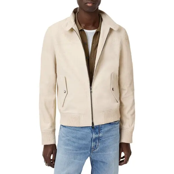 John Varvatos Nathan Distressed Suede Bomber Jacket