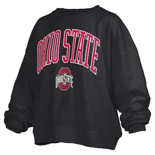 PRESSBOX Ohio State Buckeyes Oversized Pullover Sweatshirt