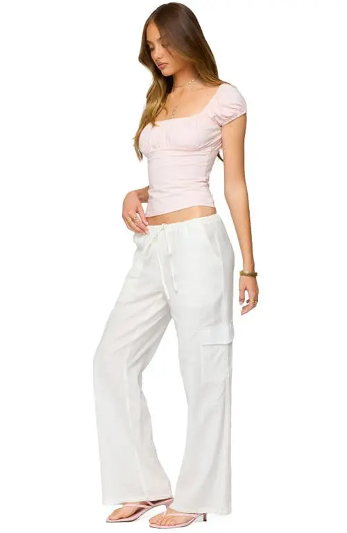 EDIKTED Gathered Bust Stretch Cotton Top - Light-pink