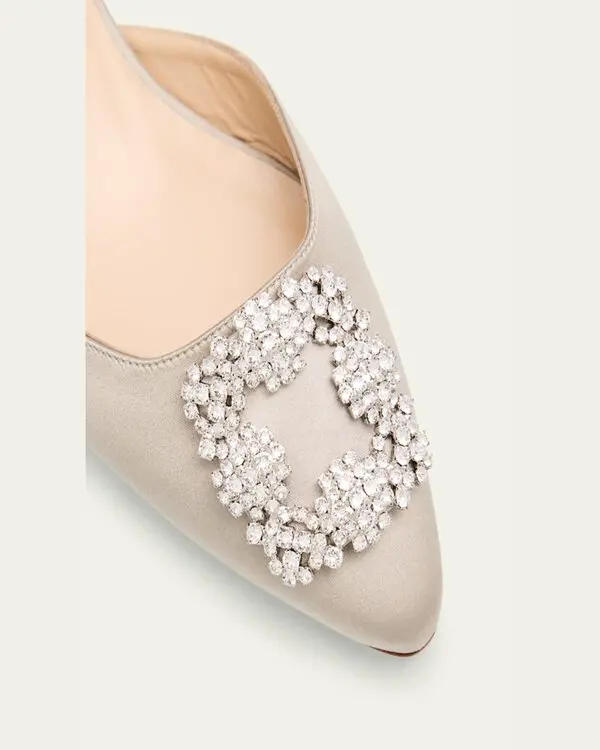 Manolo Blahnik Hangisi Satin Ballerina Flats - Gray