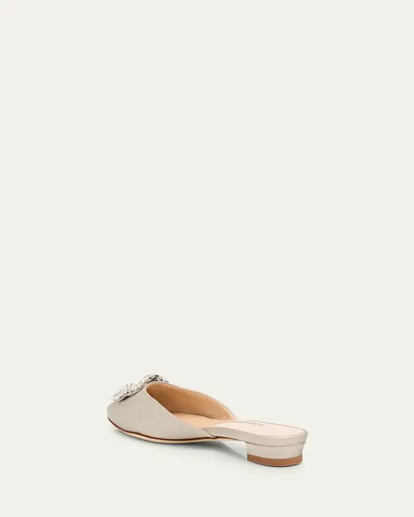 Manolo Blahnik Hangisi Satin Ballerina Flats - Gray