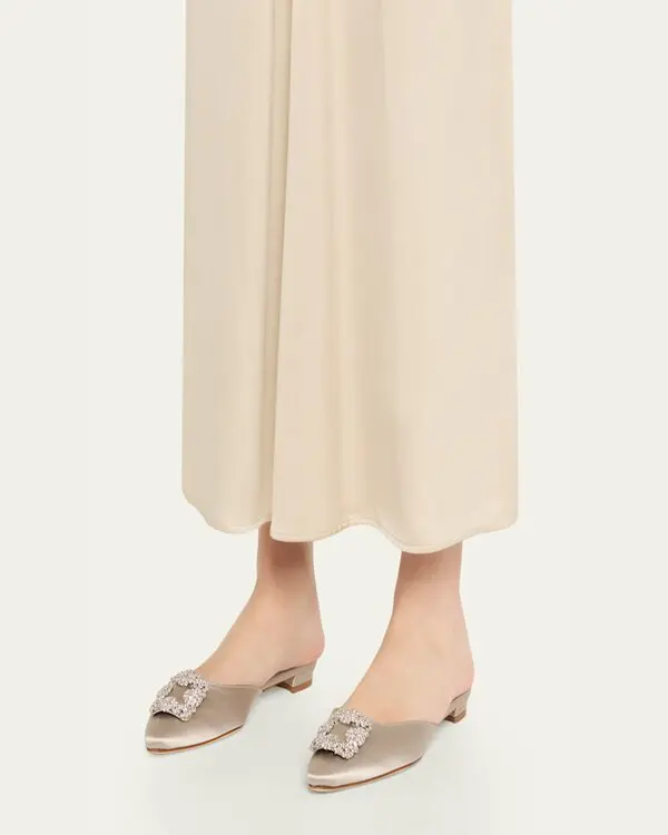 Manolo Blahnik Hangisi Satin Ballerina Flats - Gray