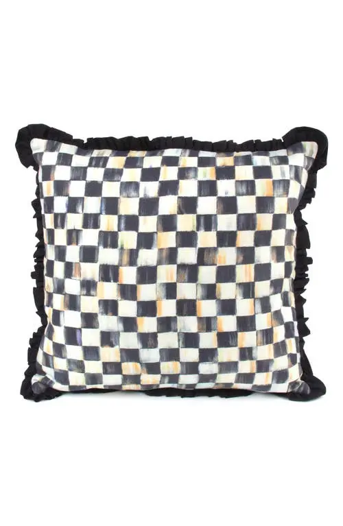 MACKENZIE-CHILDS Courtly Check Ruffle Accent Pillow - Black/ White