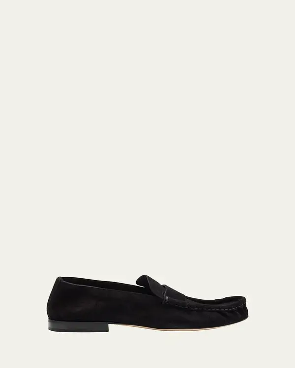 THE ROW Calf Suede Slip-on Loafers