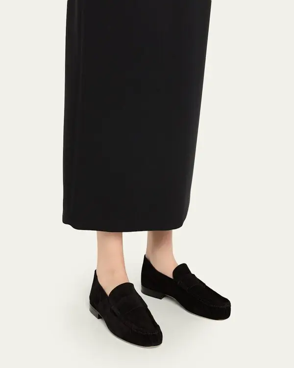 THE ROW Calf Suede Slip-on Loafers