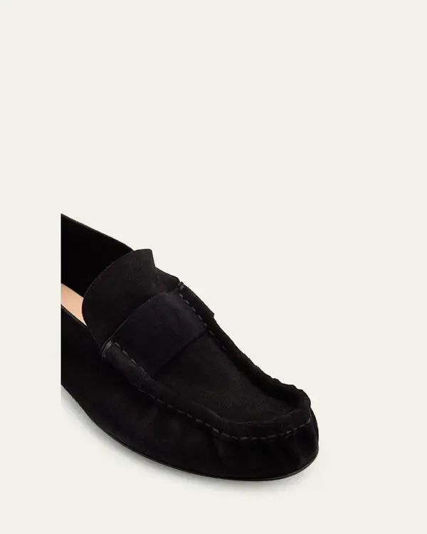 THE ROW Calf Suede Slip-on Loafers