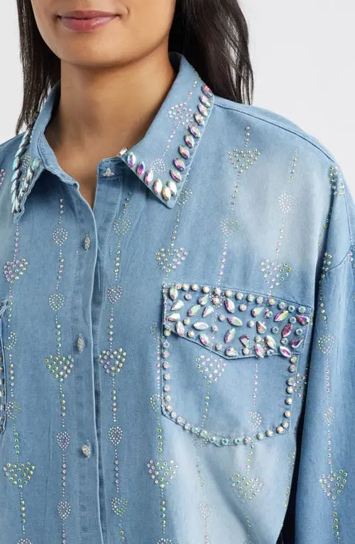 NIKKI LUND Keyla Embellished Button-up Shirt