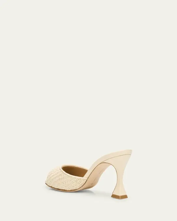 Manolo Blahnik Jadara Raffia Slide Sandals - Light Khaki