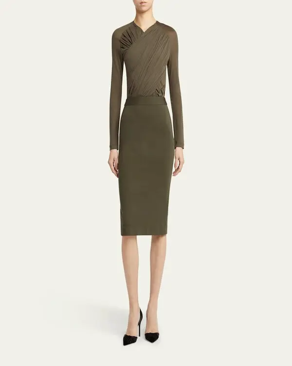 Giorgio Armani Ruched Jersey Midi Dress - Green