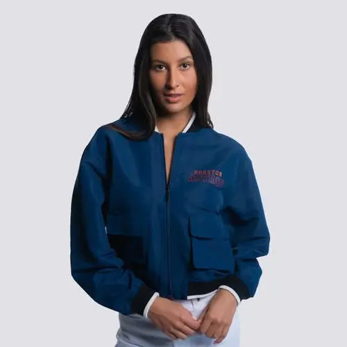 LUSSO Houston Astros Paisley Cropped Full-zip Jacket - Navy