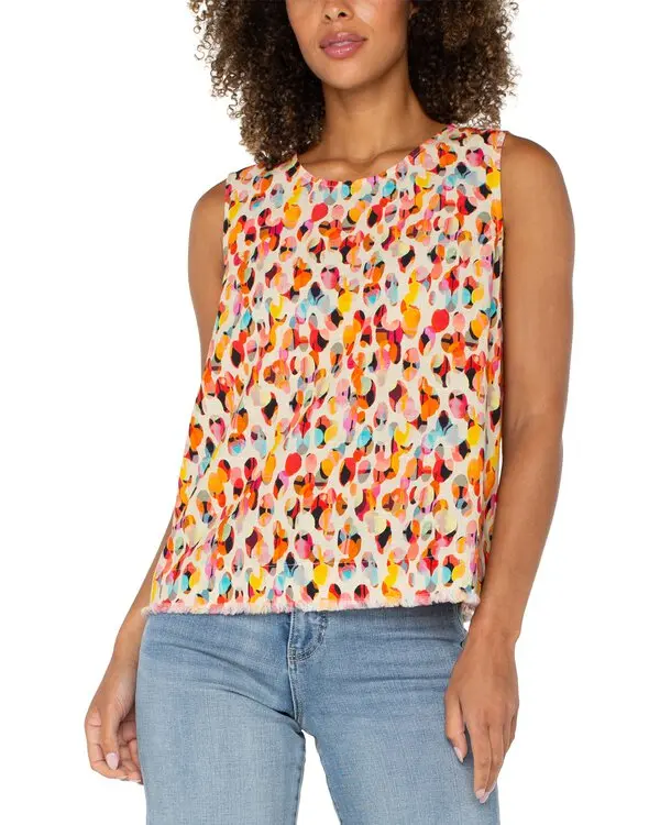 LIVERPOOL Printed Back Button Sleeveless Blouse