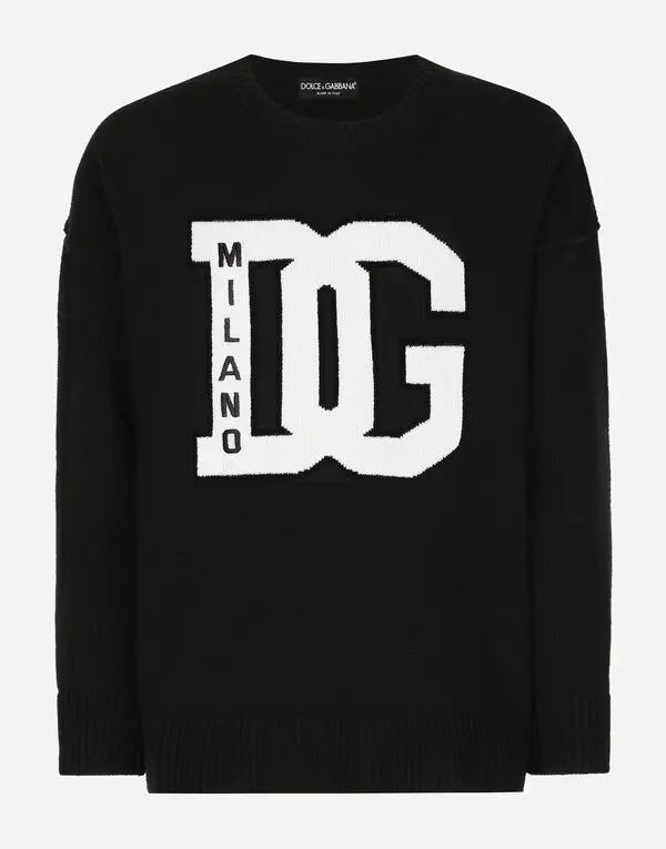 Dolce & Gabbana Wool Sweater With Dg Inlay - Black