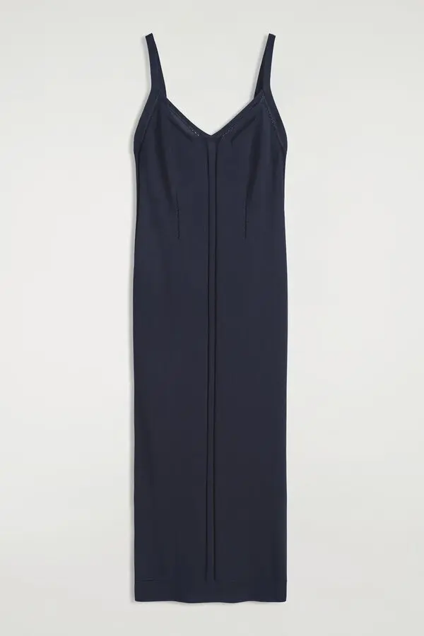 Cos Knitted Midi Slip Dress - Navy