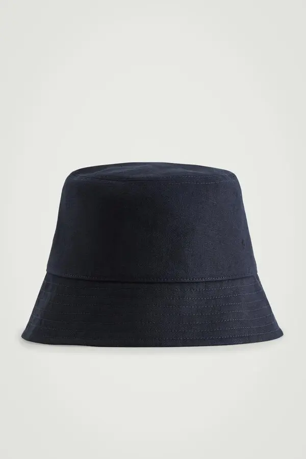 Cos Linen Bucket Hat - Navy