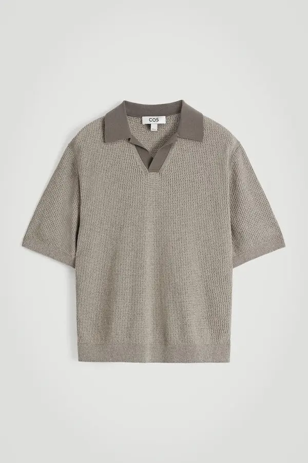 Cos Open-knit Bouclé Polo Shirt - Brown