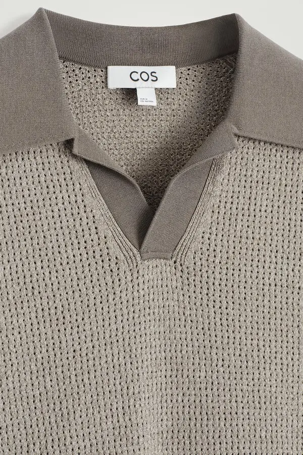 Cos Open-knit Bouclé Polo Shirt