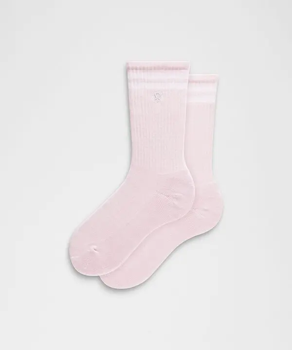 Lululemon Daily Essential Crew Socks - Blissful Pink/white