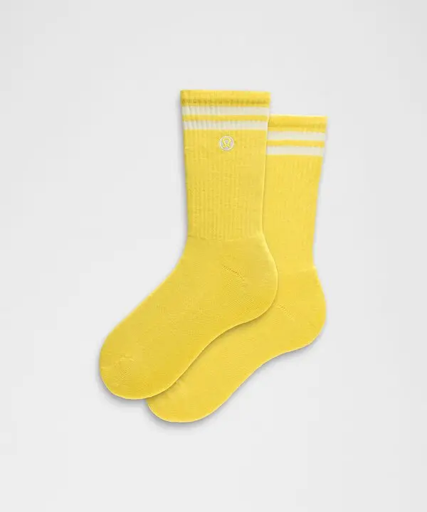 Lululemon Daily Essential Crew Socks - Daisy Glow/white