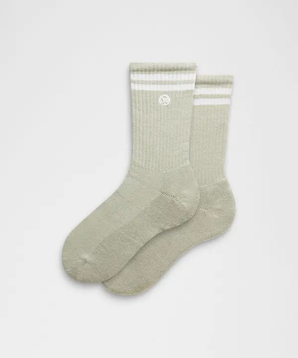 Lululemon Daily Essential Crew Socks - Fog Green/white