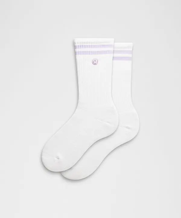 Lululemon Daily Essential Crew Socks - White/sheer Violet